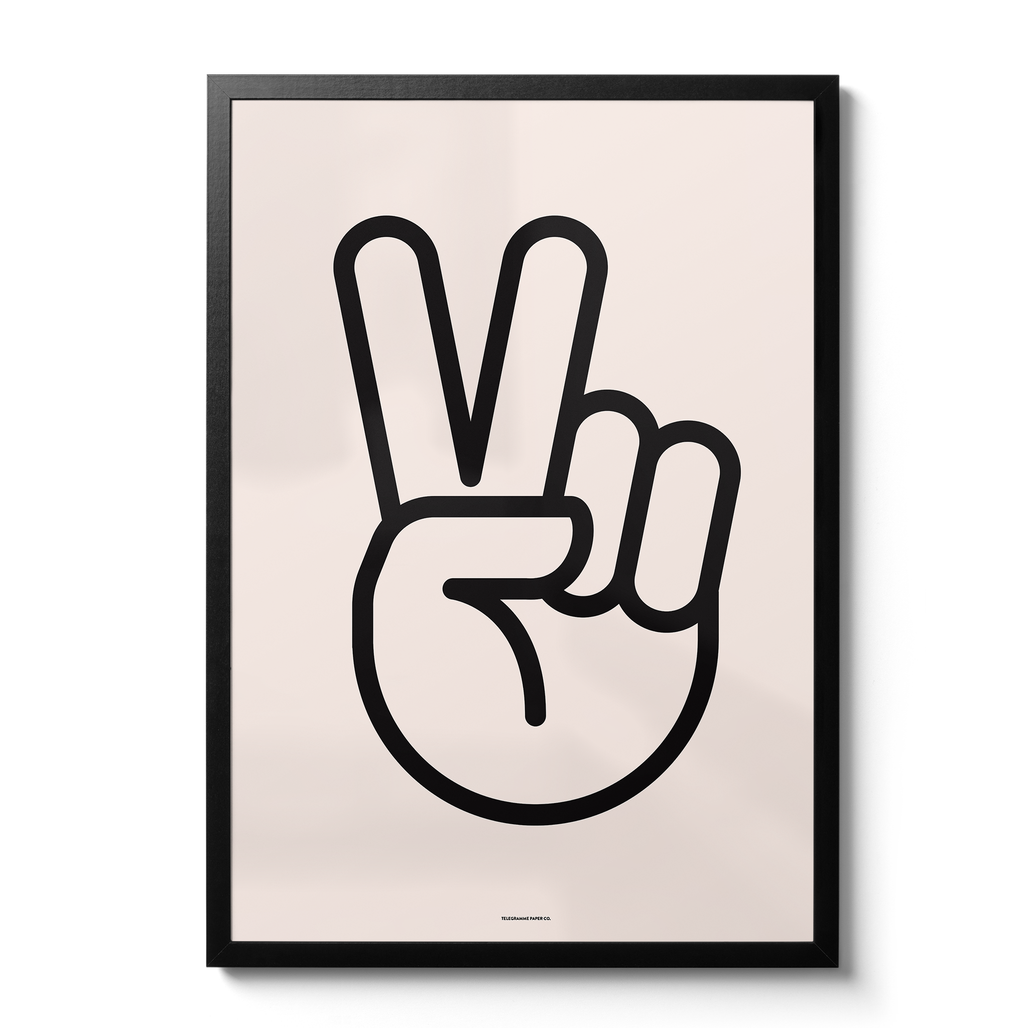 Minimalist Graphic Hand Peace Sign Bold Outline Wall Art Print – Telegramme