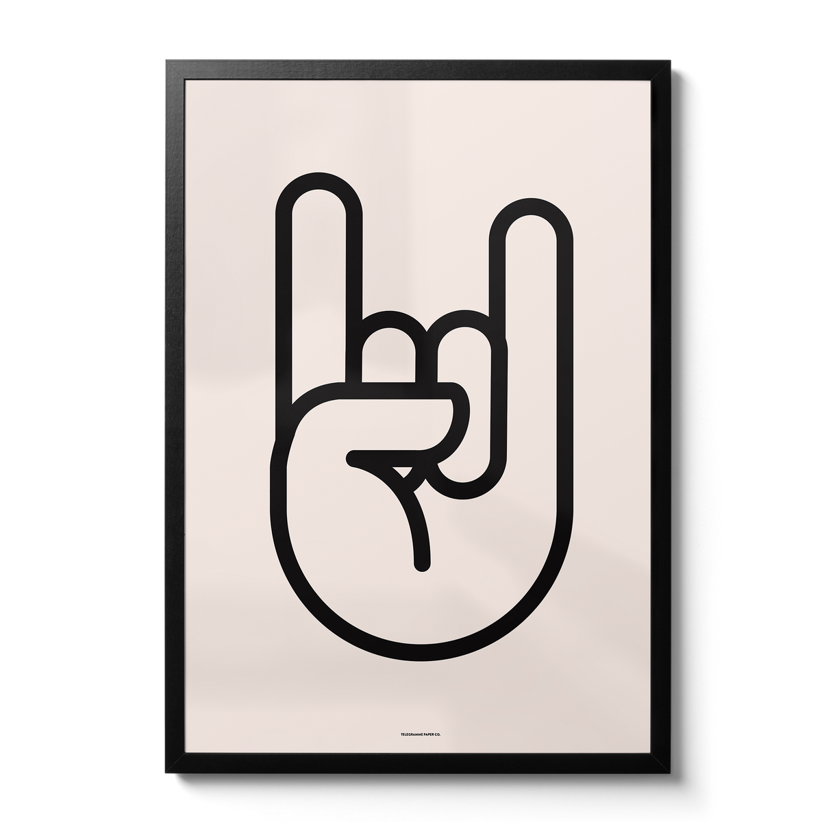 Minimalist Graphic Hand Rock Sign Bold Outline Wall Art Print ...
